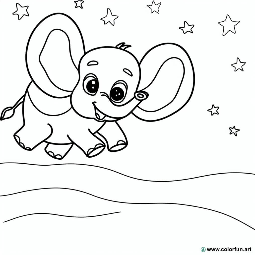 Coloriage de Dumbo l'éléphant à Télécharger ou à Imprimer gratuitement