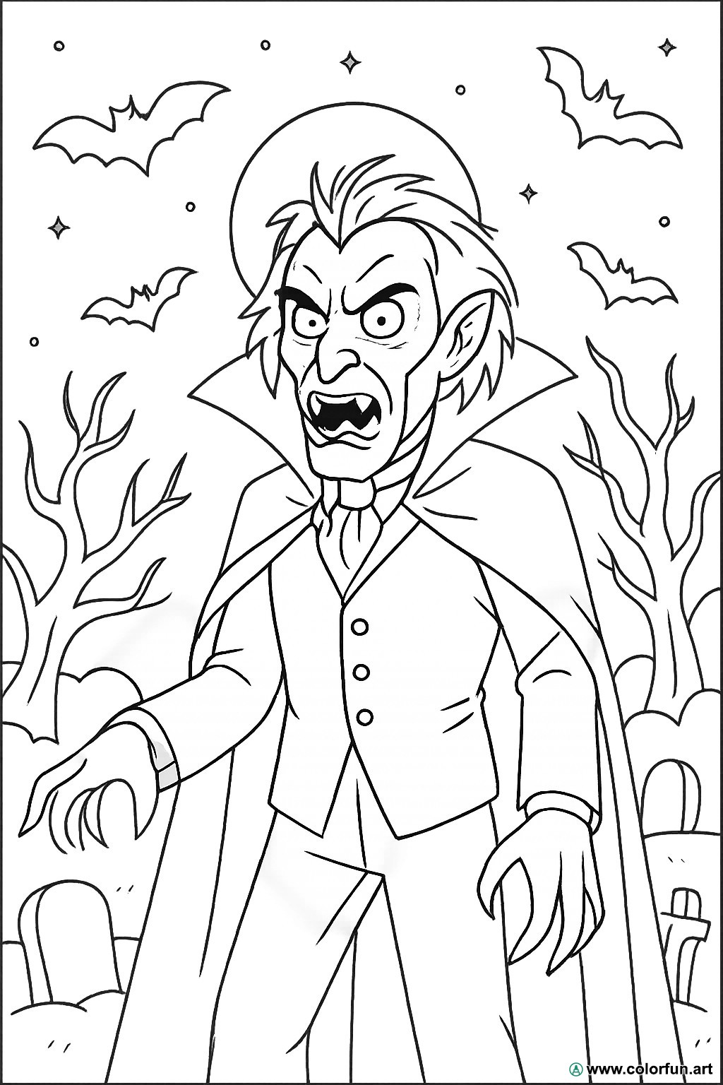 Coloriages De Vampires Animés Coloriage Vampire De Dessin Animé