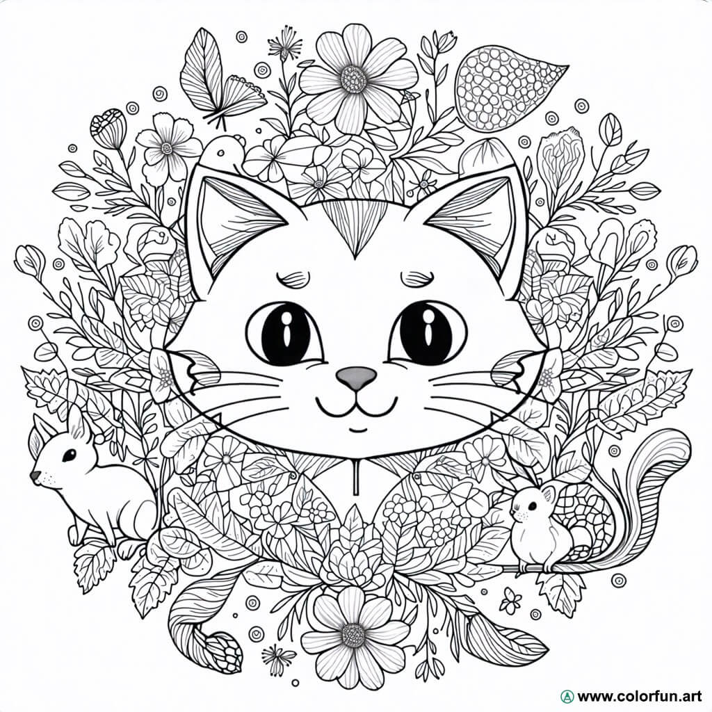 Coloriage de mandala d'animaux mignons et de nature à Télécharger ou à ...