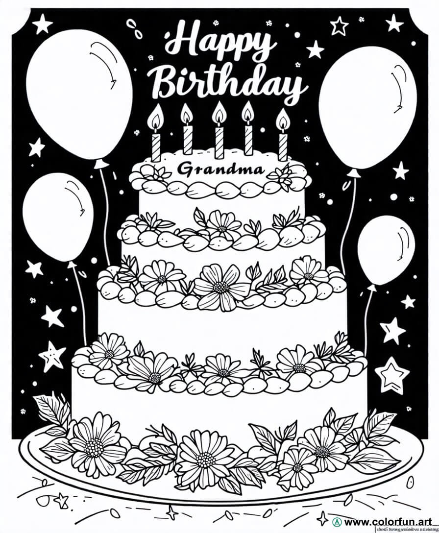 Joyeux Anniversaire Grand Mère Pages à Colorier