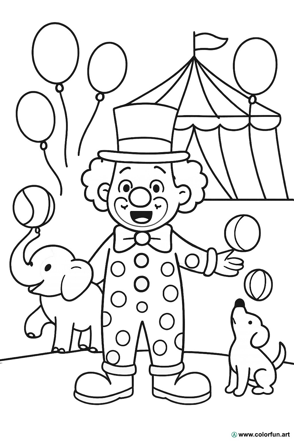Coloriage du cirque de clowns à Télécharger ou à Imprimer gratuitement