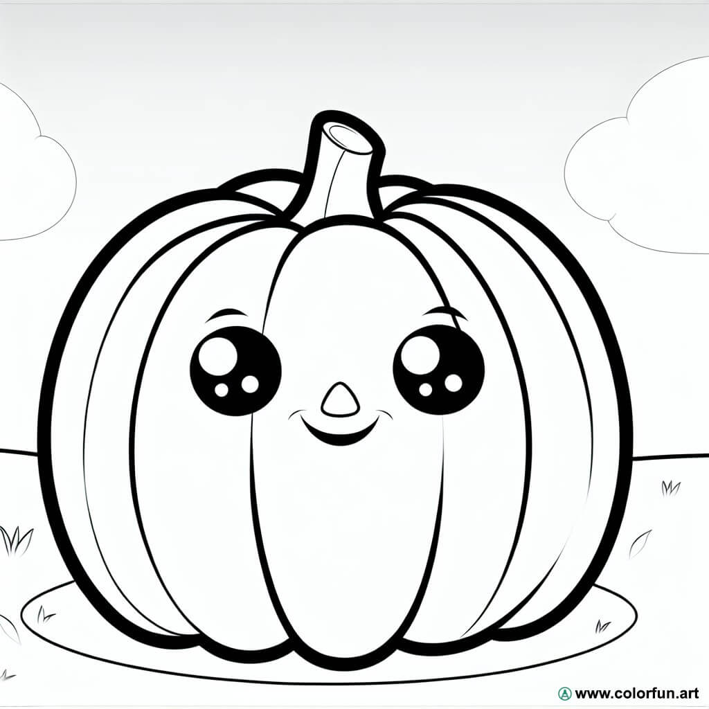 Coloriage d'une citrouille mignonne à Télécharger ou à Imprimer ...