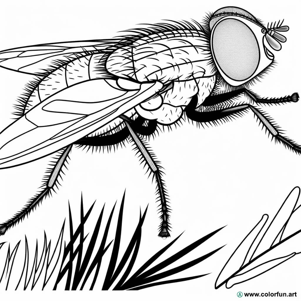 Coloriage d'une mouche réaliste à Télécharger ou à Imprimer gratuitement
