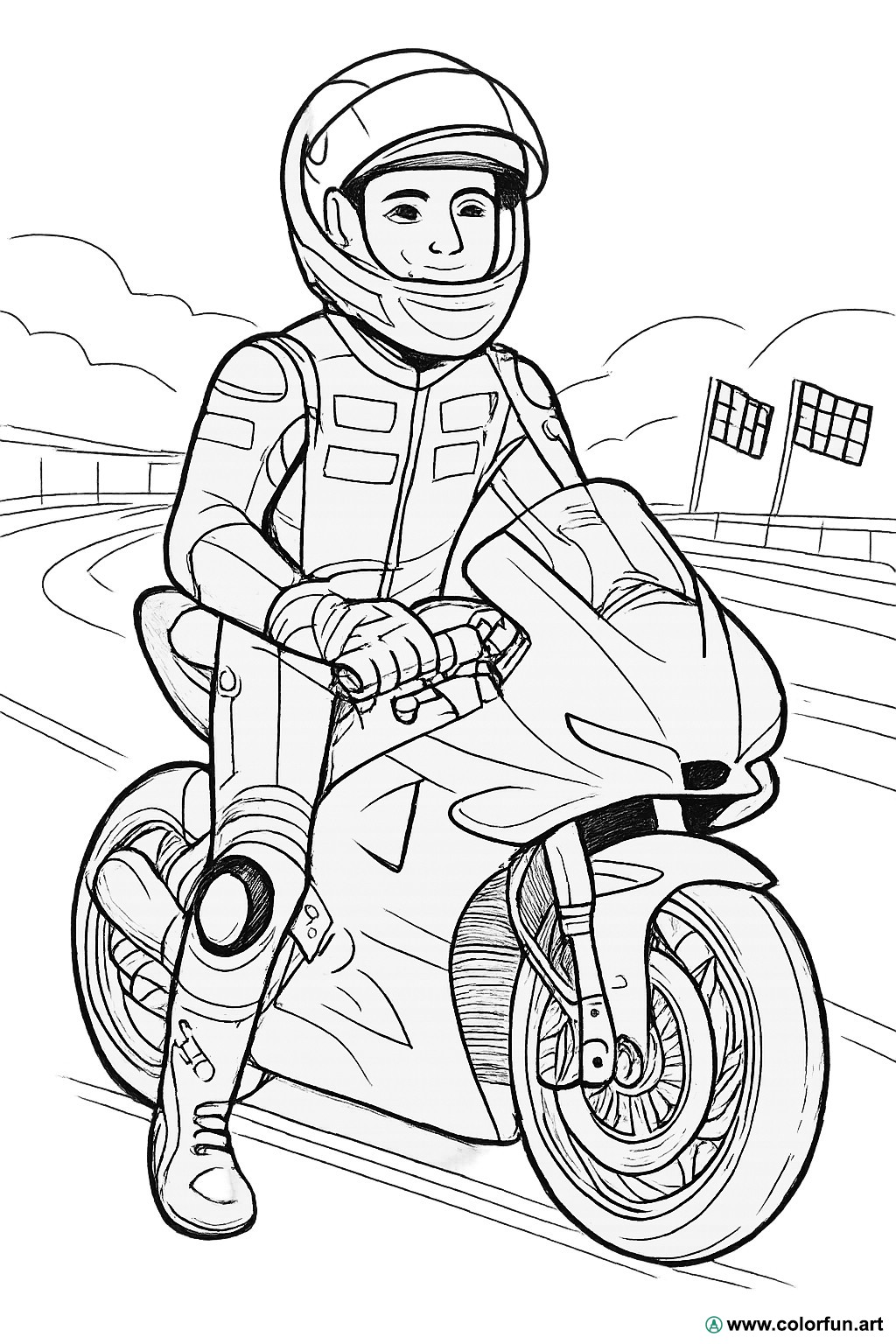 Coloriage du pilote de moto GP à Télécharger ou à Imprimer gratuitement