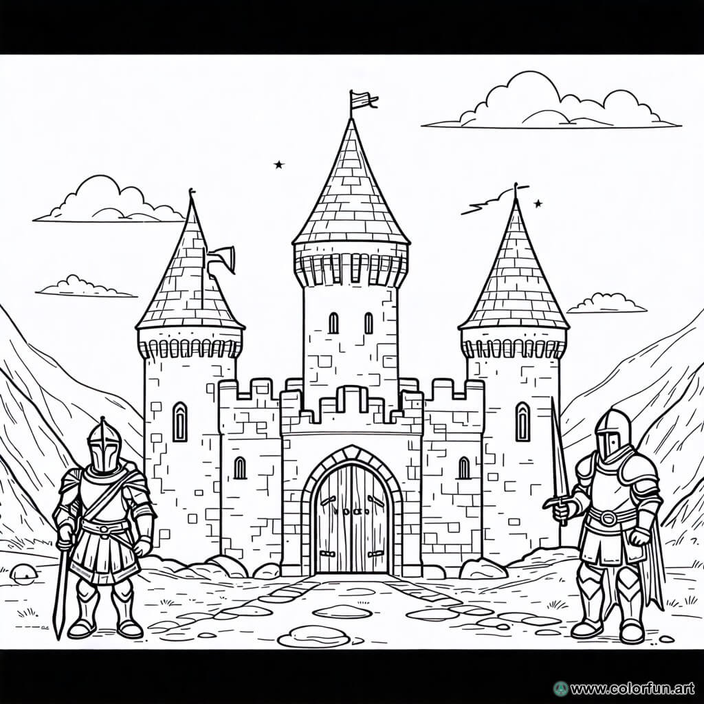Coloriage d'un château du Moyen Âge à Télécharger ou à Imprimer ...