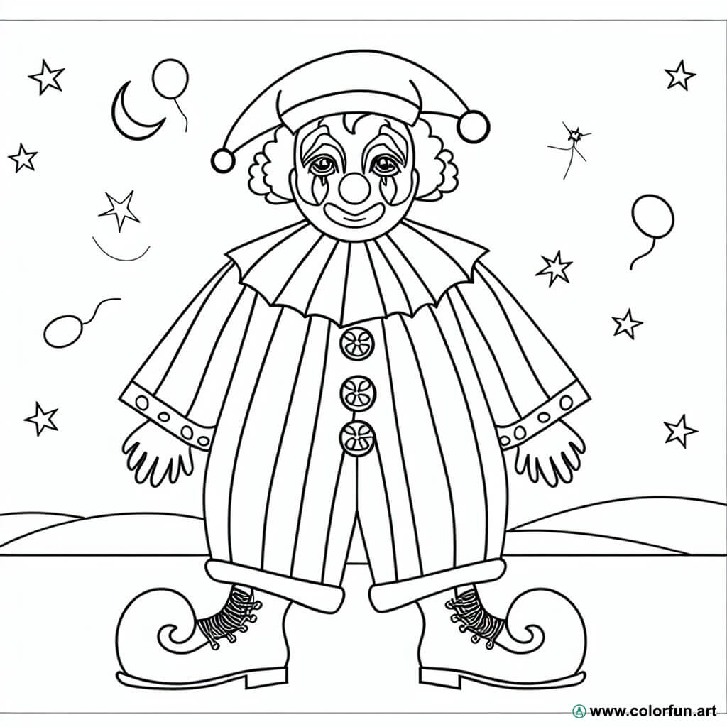 Coloriage d'un clown triste à Télécharger ou à Imprimer gratuitement