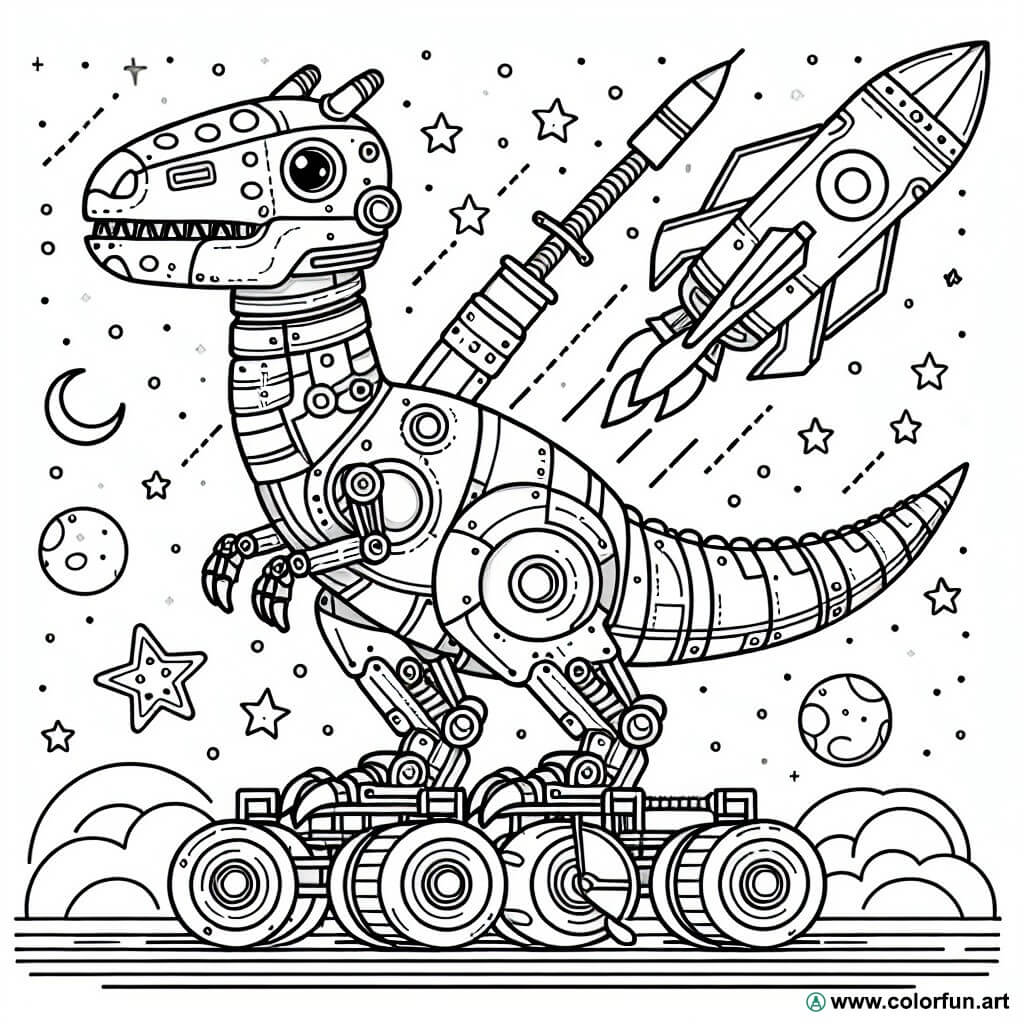 Coloriage d'un robot dinosaure à Télécharger ou à Imprimer gratuitement