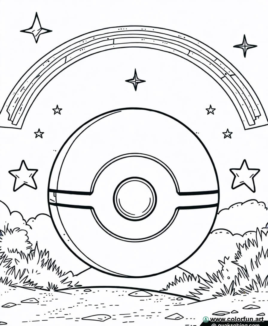 Coloriage de Pokeball original à Télécharger ou à Imprimer gratuitement