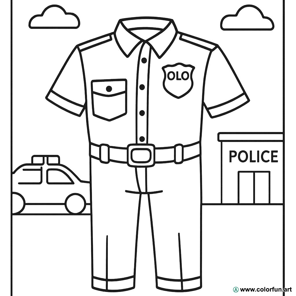 Coloriage d'un uniforme de police à Télécharger ou à Imprimer gratuitement