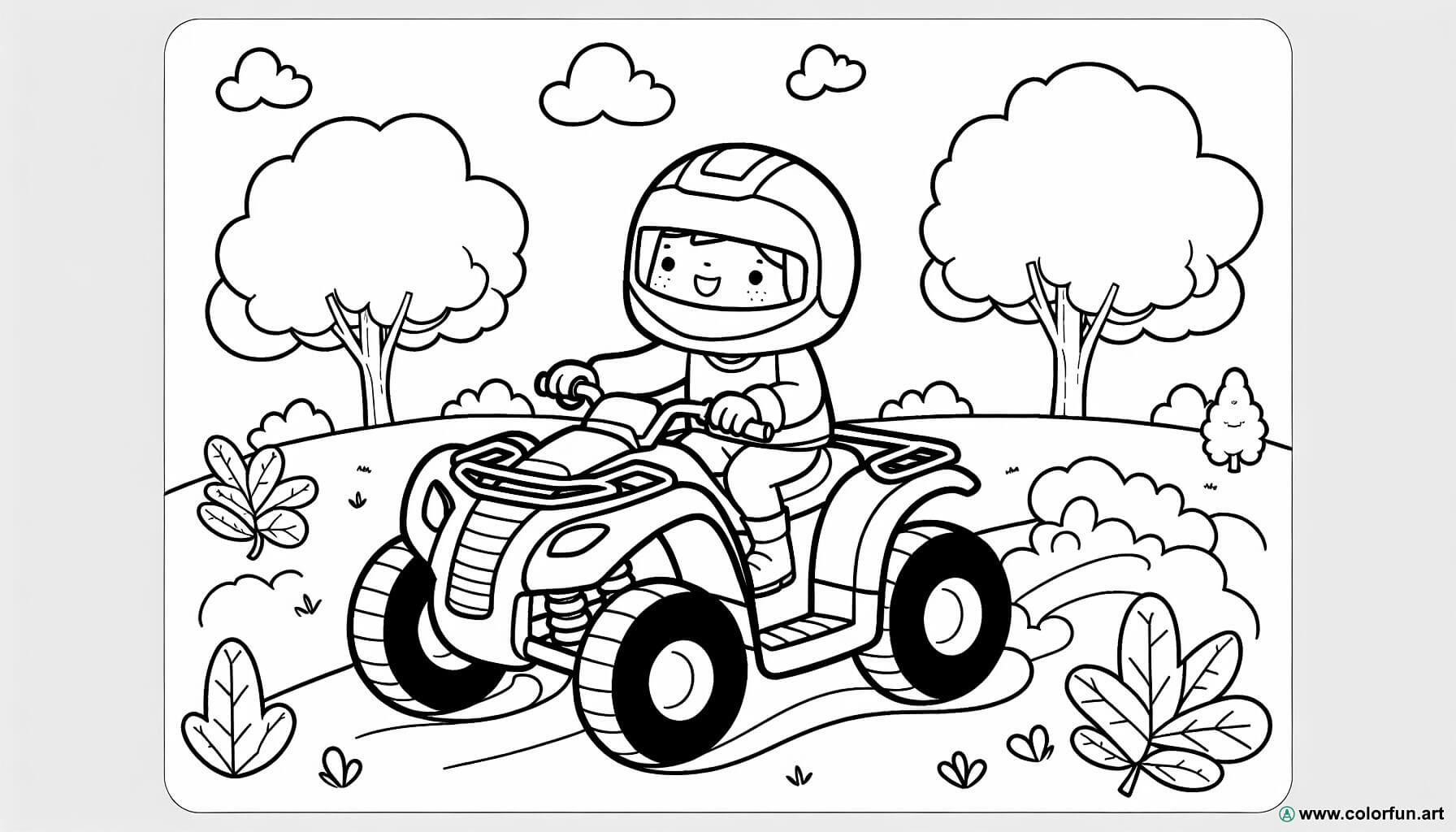 Coloriage de quad facile à Télécharger ou à Imprimer gratuitement