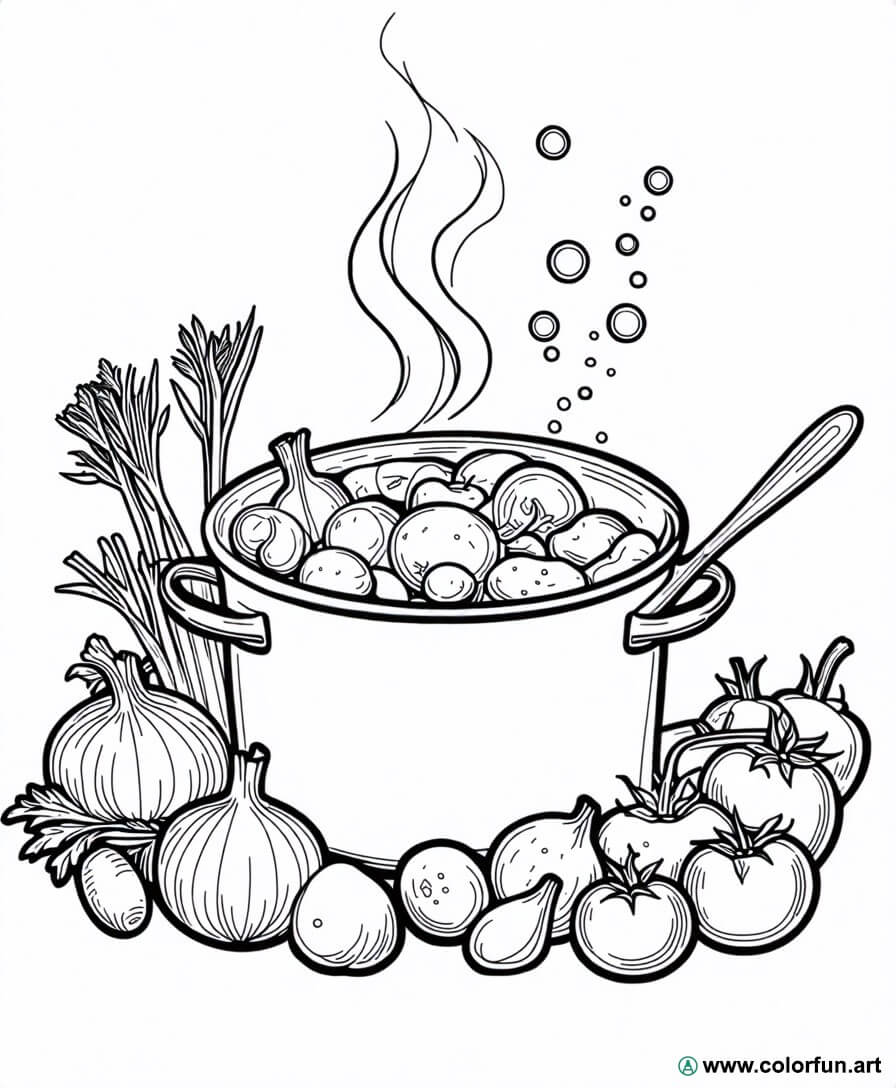 Coloriage de légumes pour la soupe à Télécharger ou à Imprimer gratuitement