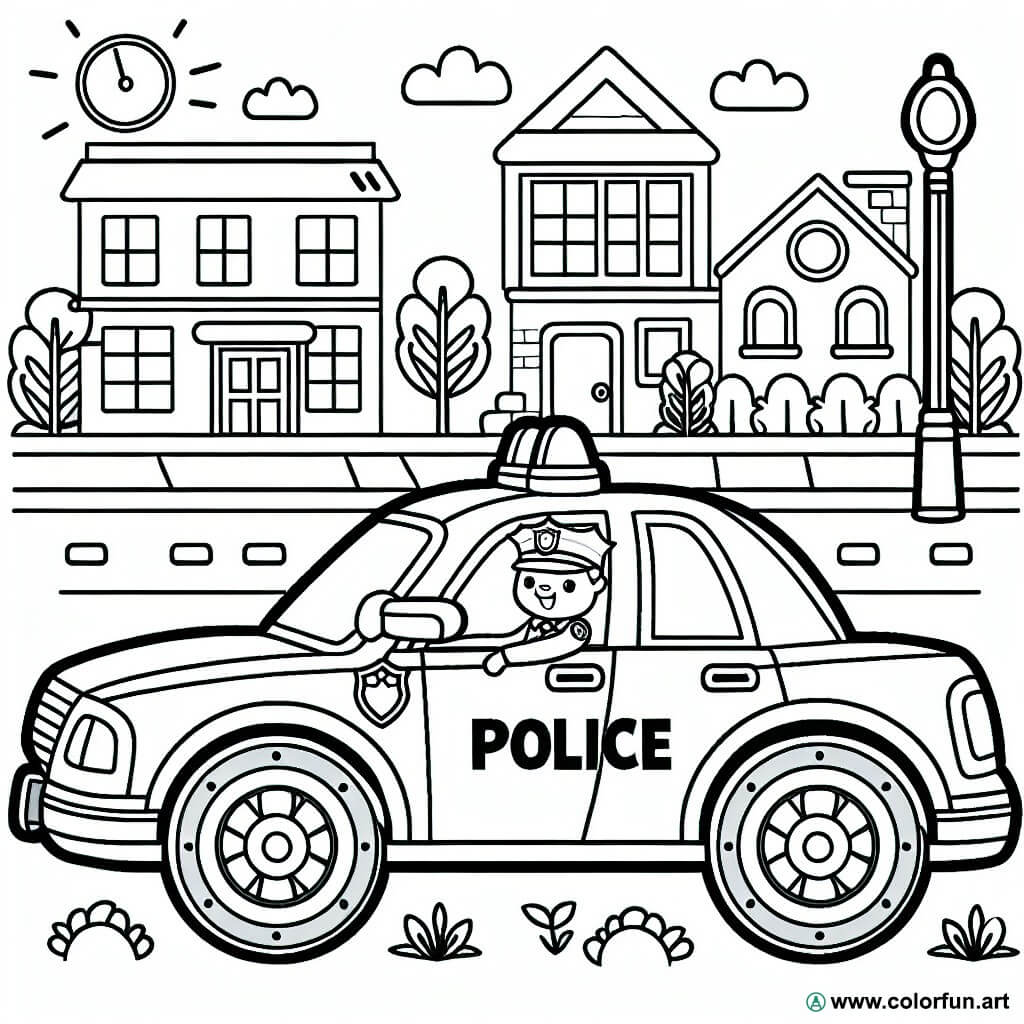 Coloriage facile d'une voiture de police à Télécharger ou à Imprimer ...
