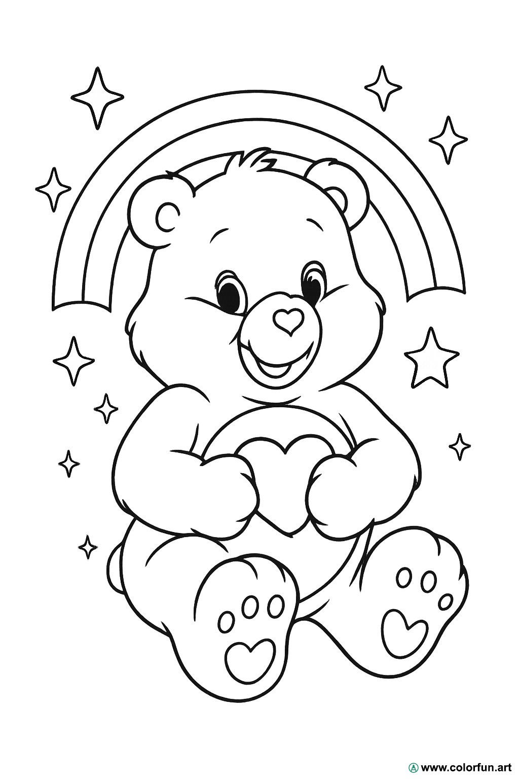 Coloriage tendre de Bisounours à Télécharger ou à Imprimer gratuitement