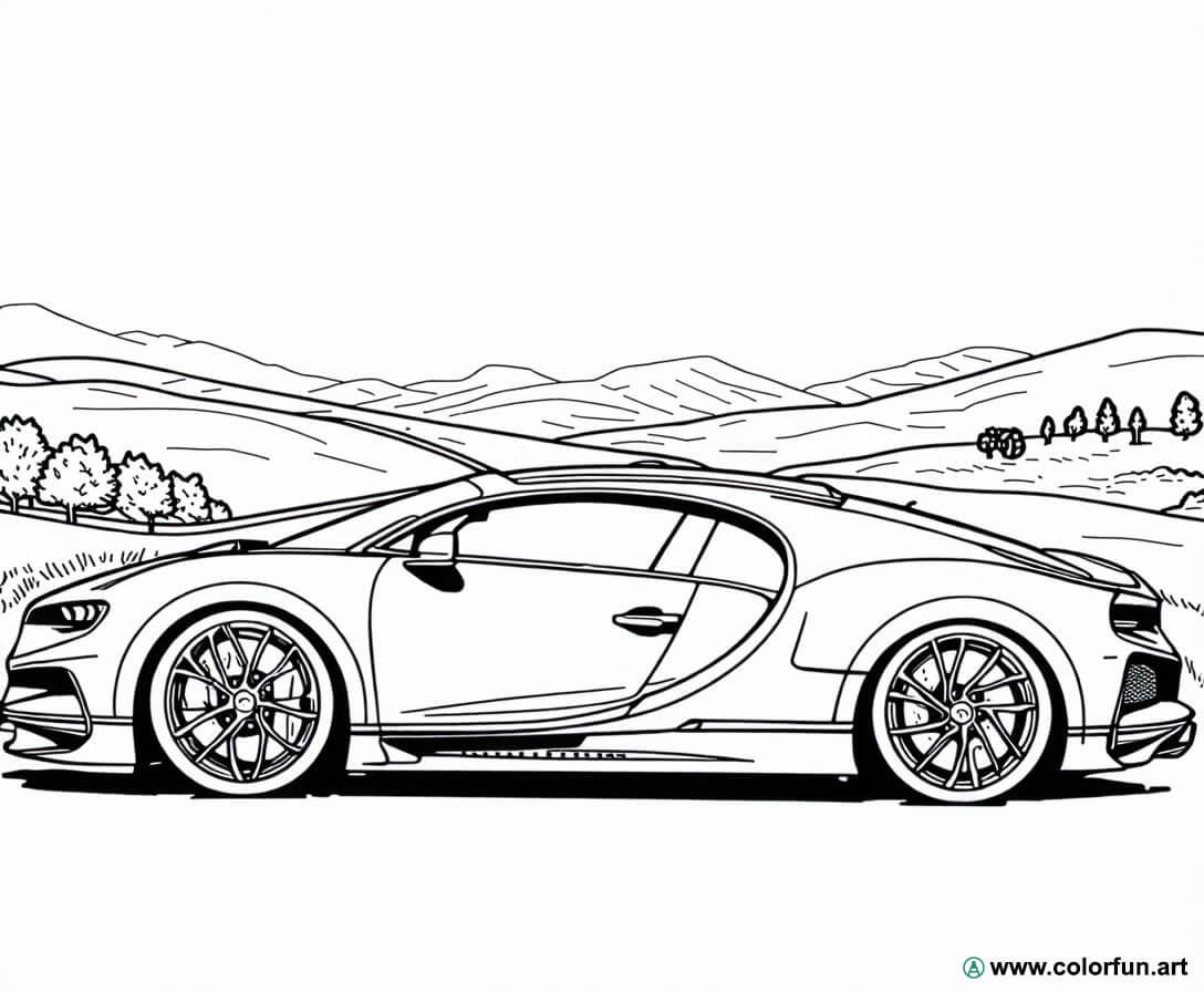 Coloriage de la Bugatti Chiron à Télécharger ou à Imprimer gratuitement