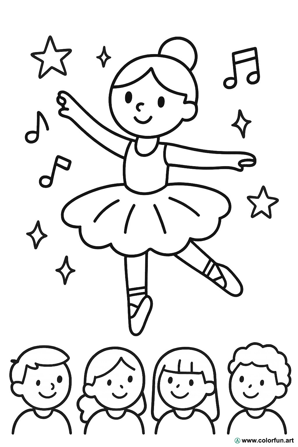 Coloriage d'une danseuse étoile en robe à Télécharger ou à Imprimer ...