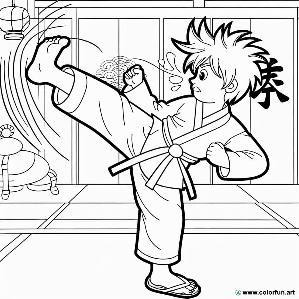 Coloriage de karaté japonais à Télécharger ou à Imprimer gratuitement