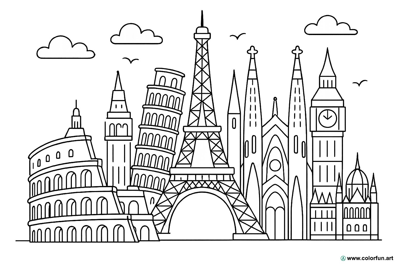Coloriage des monuments d'Europe à Télécharger ou à Imprimer gratuitement