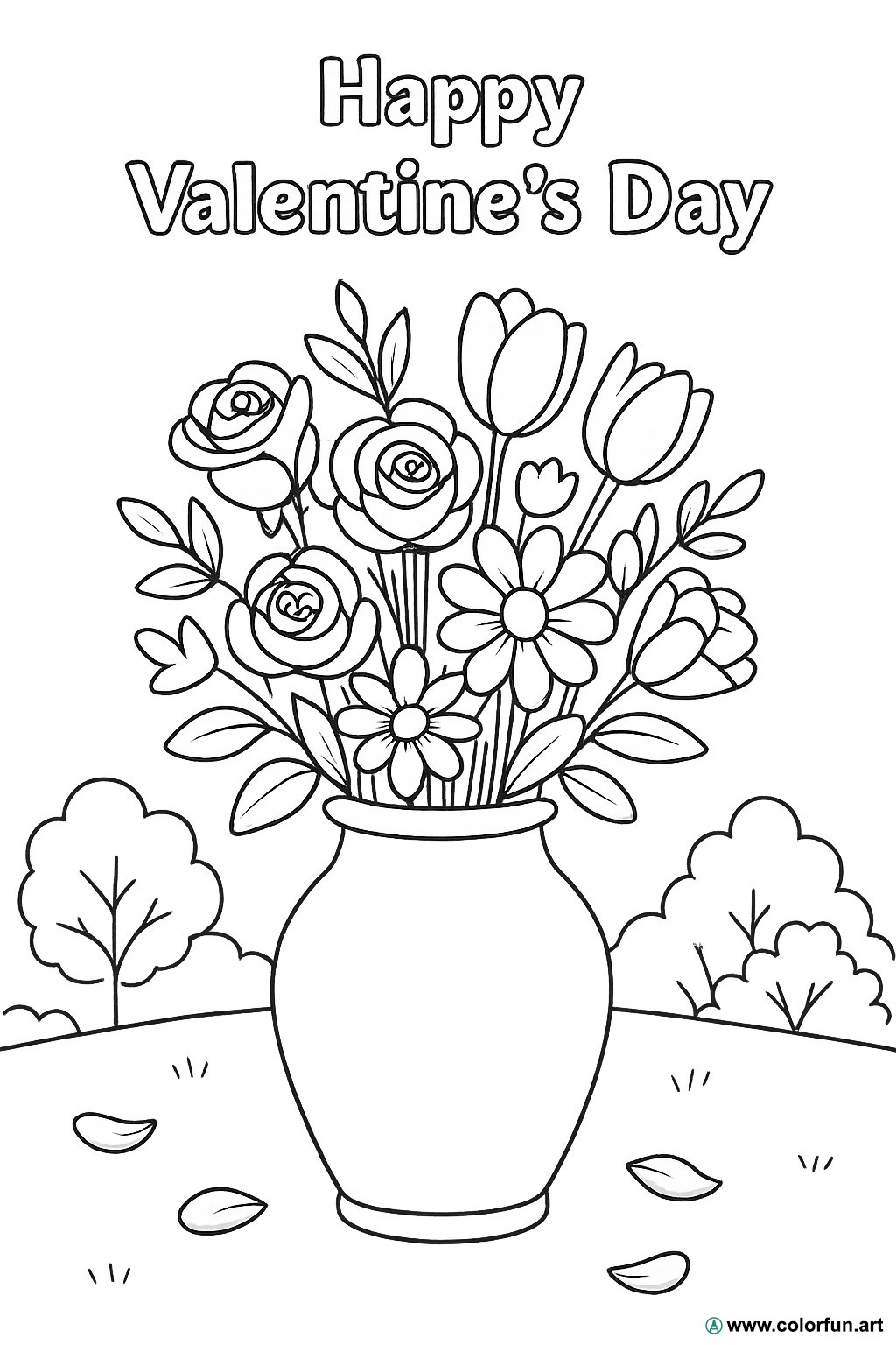 Coloriage de fleurs pour la Saint-Valentin à Télécharger ou à Imprimer ...