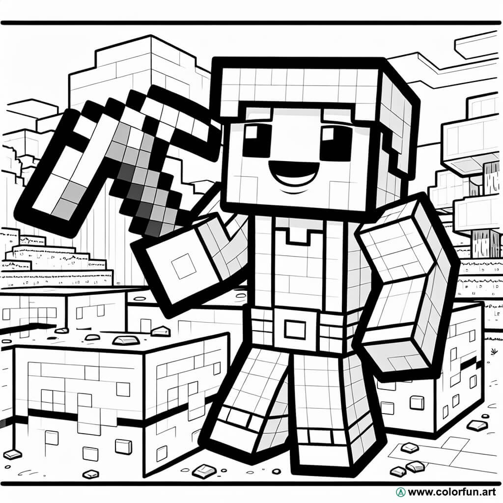 Coloriage facile de Minecraft à Télécharger ou à Imprimer gratuitement