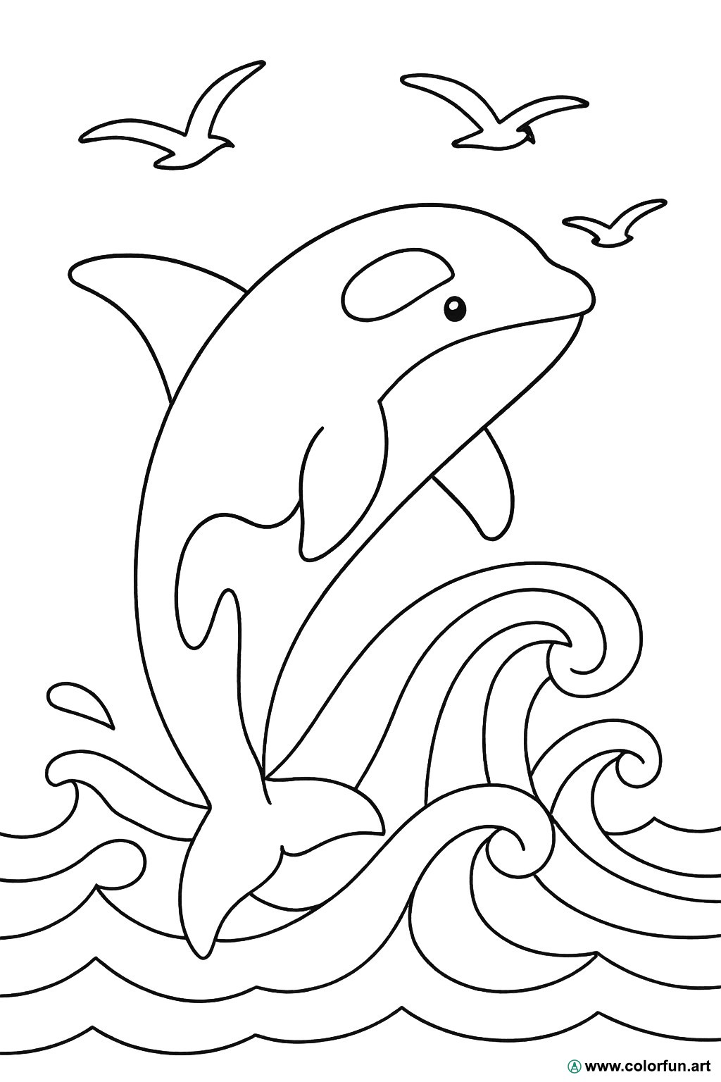 Coloriage d'une orque en mer à Télécharger ou à Imprimer gratuitement