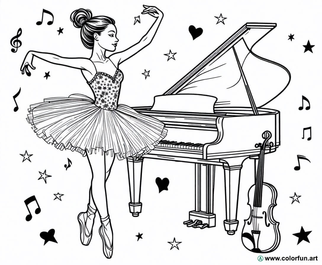 Coloriage de danse classique et musique à Télécharger ou à Imprimer ...