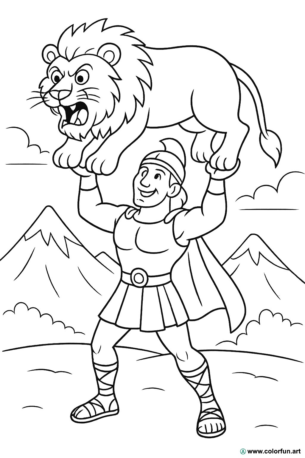 Coloriage d'Hercule, le héros à Télécharger ou à Imprimer gratuitement