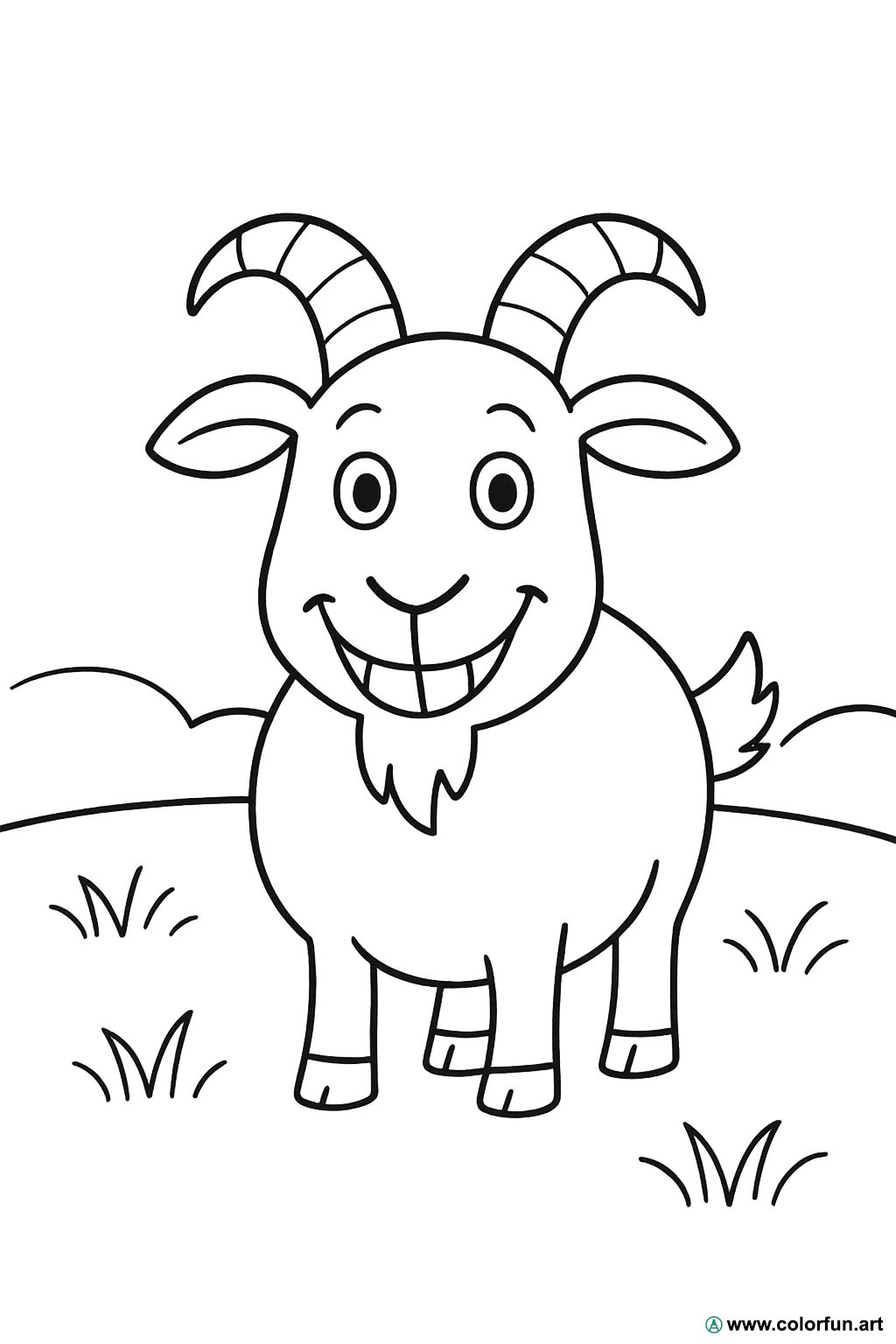 Coloriage d'une chèvre amusante à Télécharger ou à Imprimer gratuitement