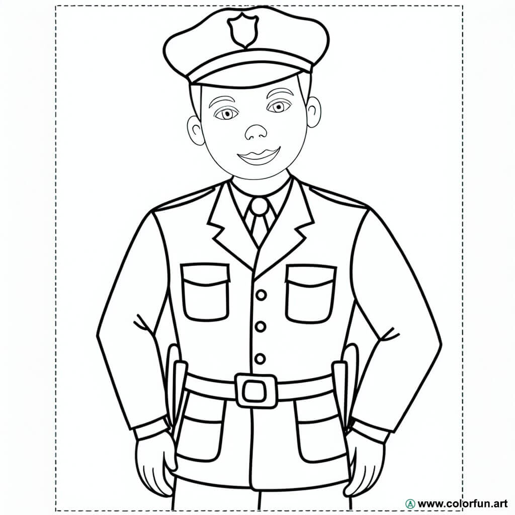 Coloriage d'un gendarme en uniforme à Télécharger ou à Imprimer ...