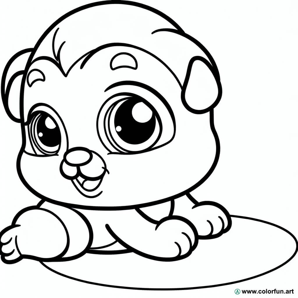 Coloriage d'un mignon bébé animal à Télécharger ou à Imprimer gratuitement