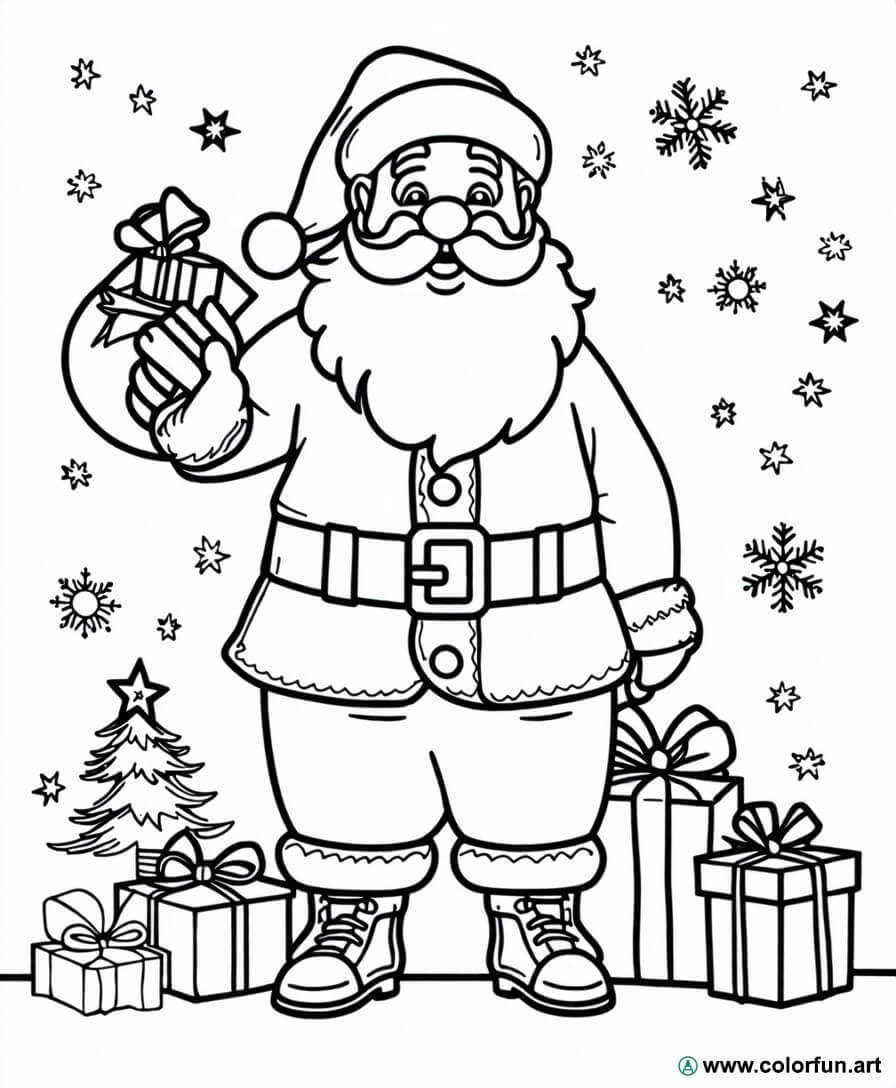 Coloriage du dessin du Père Noël à Télécharger ou à Imprimer gratuitement