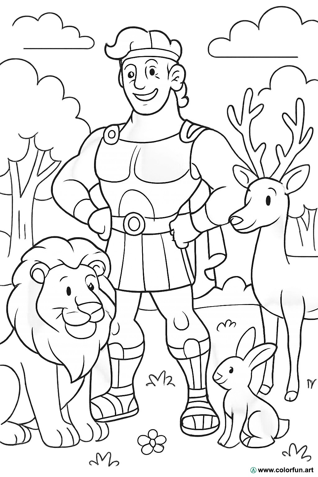 Coloriage d'Hercule avec des animaux à Télécharger ou à Imprimer ...