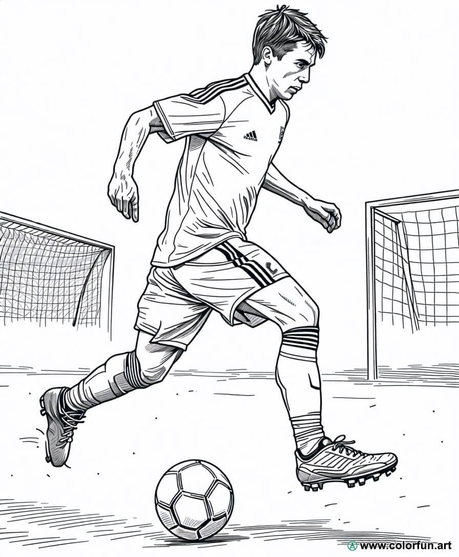 Coloriage d'un joueur de foot en action à Télécharger ou à Imprimer ...