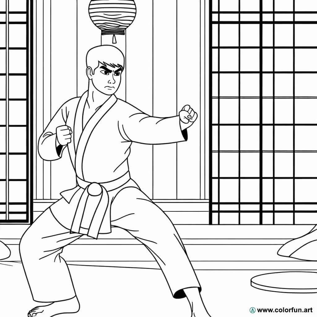 Coloriage de karaté ninja à Télécharger ou à Imprimer gratuitement