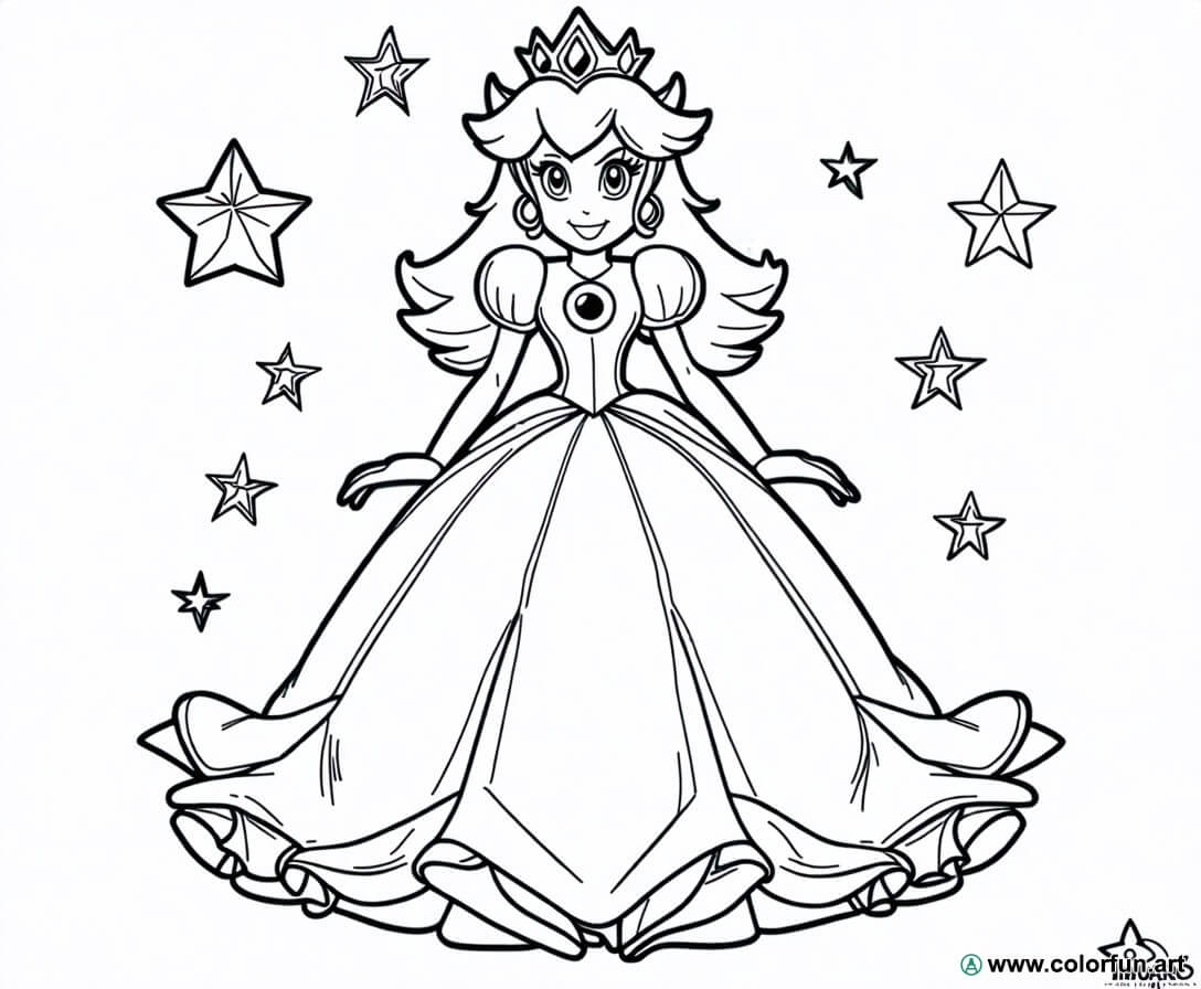 Coloriage joyeux de la princesse Peach à Télécharger ou à Imprimer ...