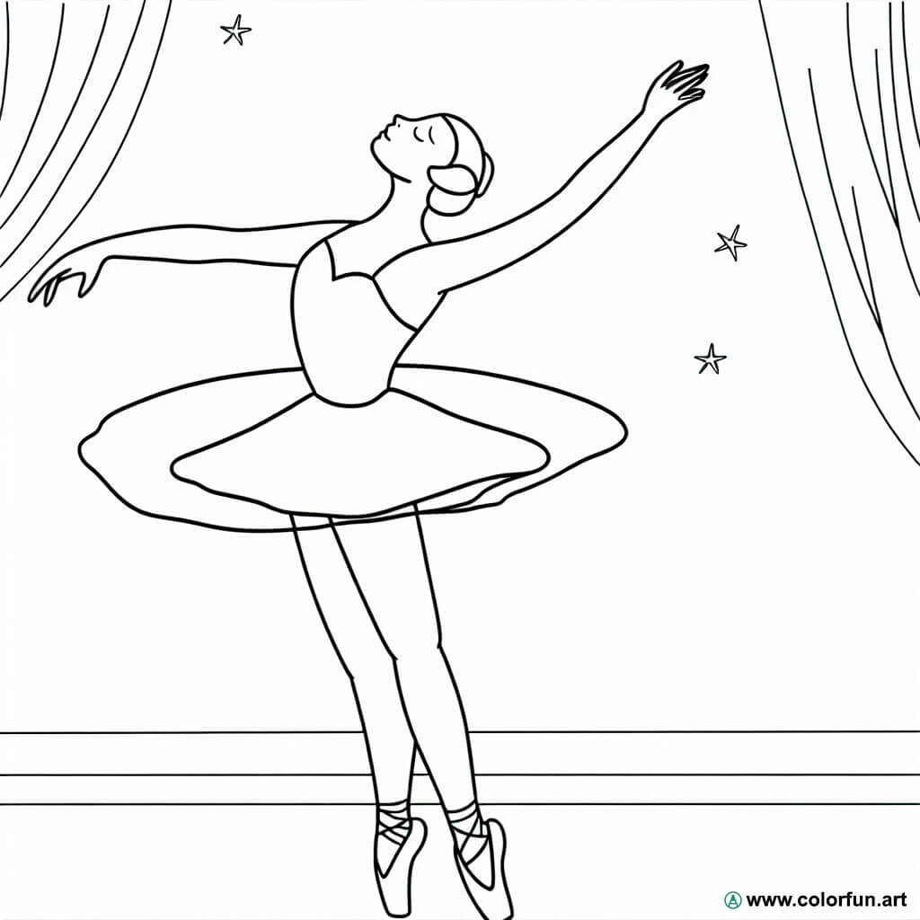 Coloriage de ballerine à Télécharger ou à Imprimer gratuitement