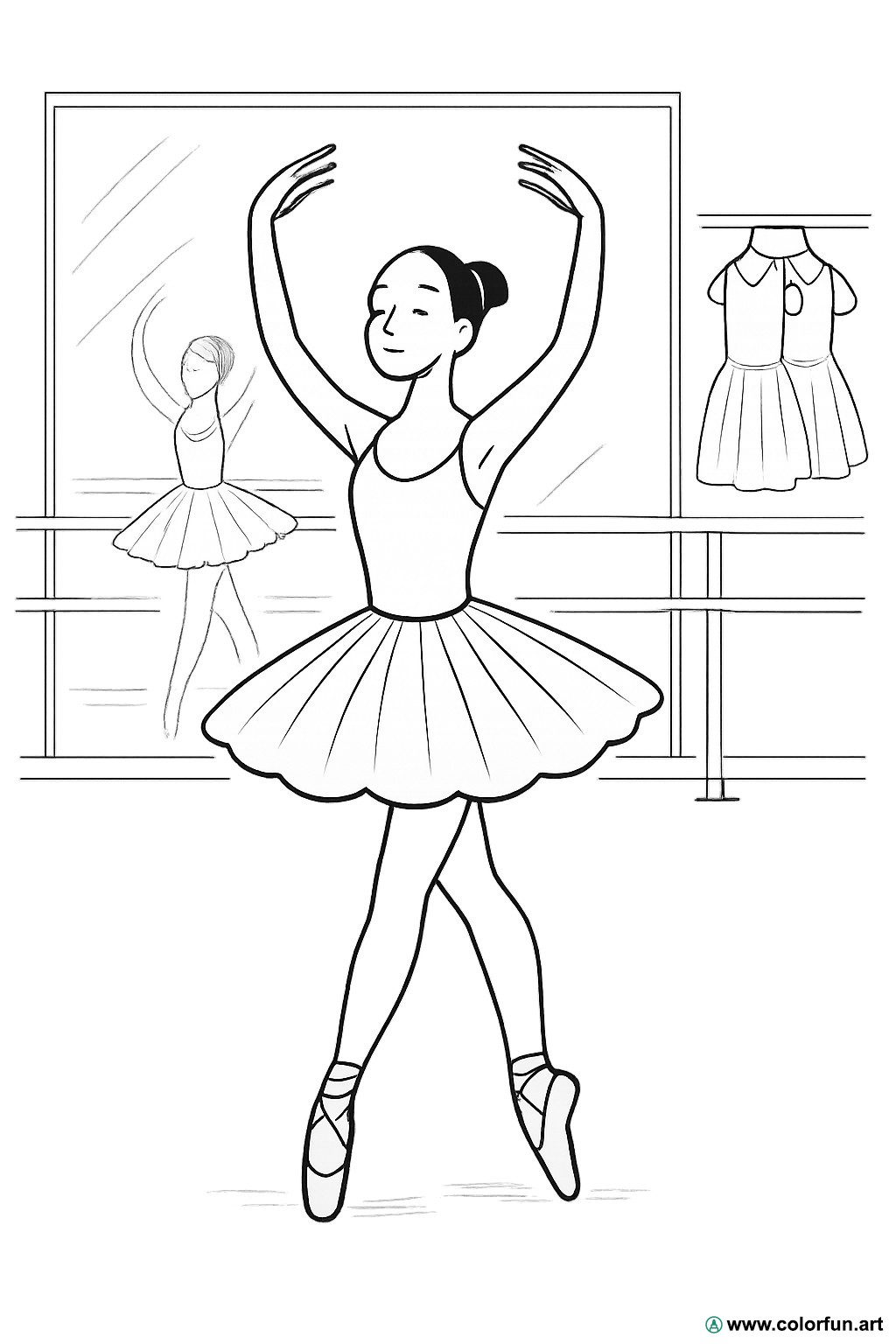 Coloriage d'une danseuse étoile à l'école de danse à Télécharger ou à ...