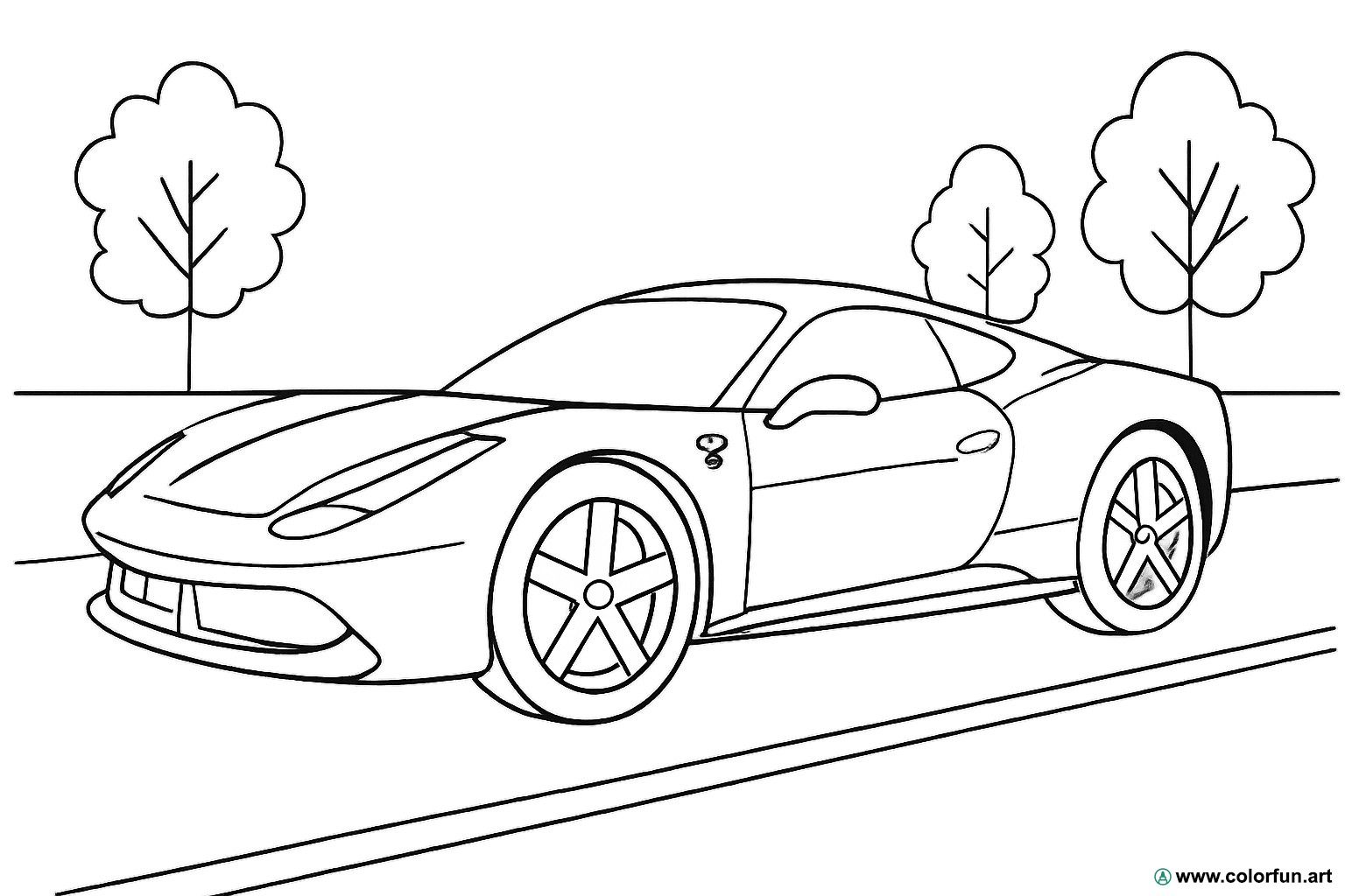 Coloriage de la Ferrari en dessin à Télécharger ou à Imprimer gratuitement