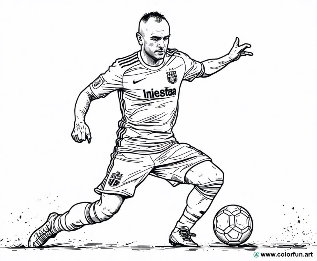 Coloriage du footballeur Iniesta à Télécharger ou à Imprimer gratuitement