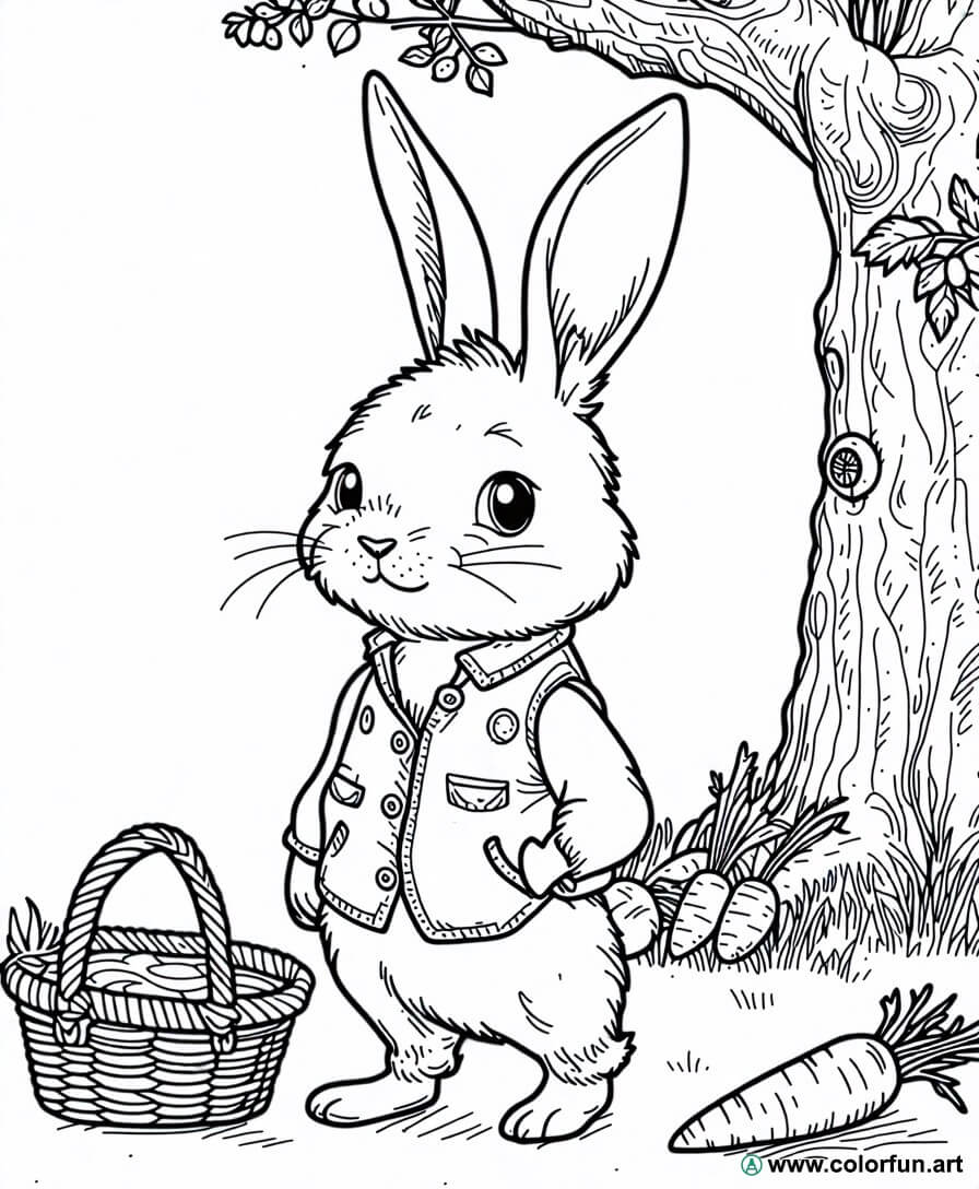 Coloriage de Pierre le Lapin Mignon à Télécharger ou à Imprimer ...