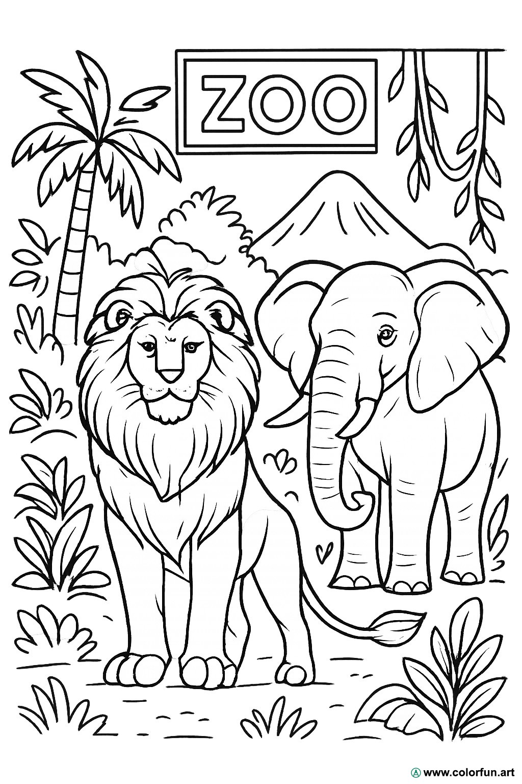 Coloriage du zoo sauvage à Télécharger ou à Imprimer gratuitement
