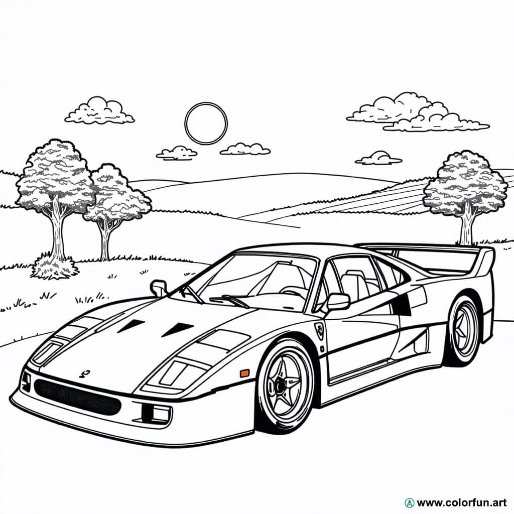 Coloriage de la Ferrari F40 à Télécharger ou à Imprimer gratuitement