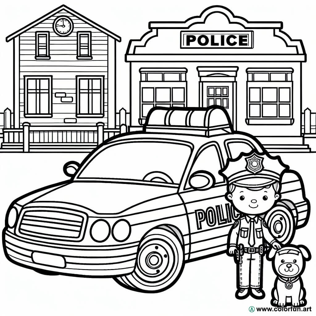 Coloriage pour enfant sur le thème de la police à Télécharger ou à ...