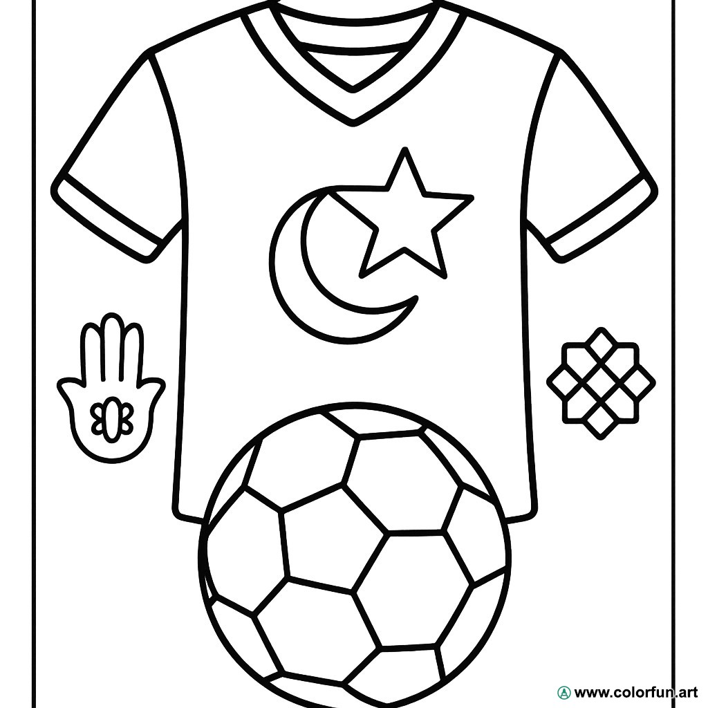 Coloriage du maillot du Maroc à Télécharger ou à Imprimer gratuitement