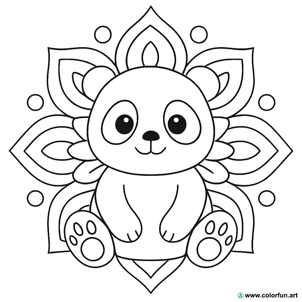 Coloriage de panda en mandala à Télécharger ou à Imprimer gratuitement