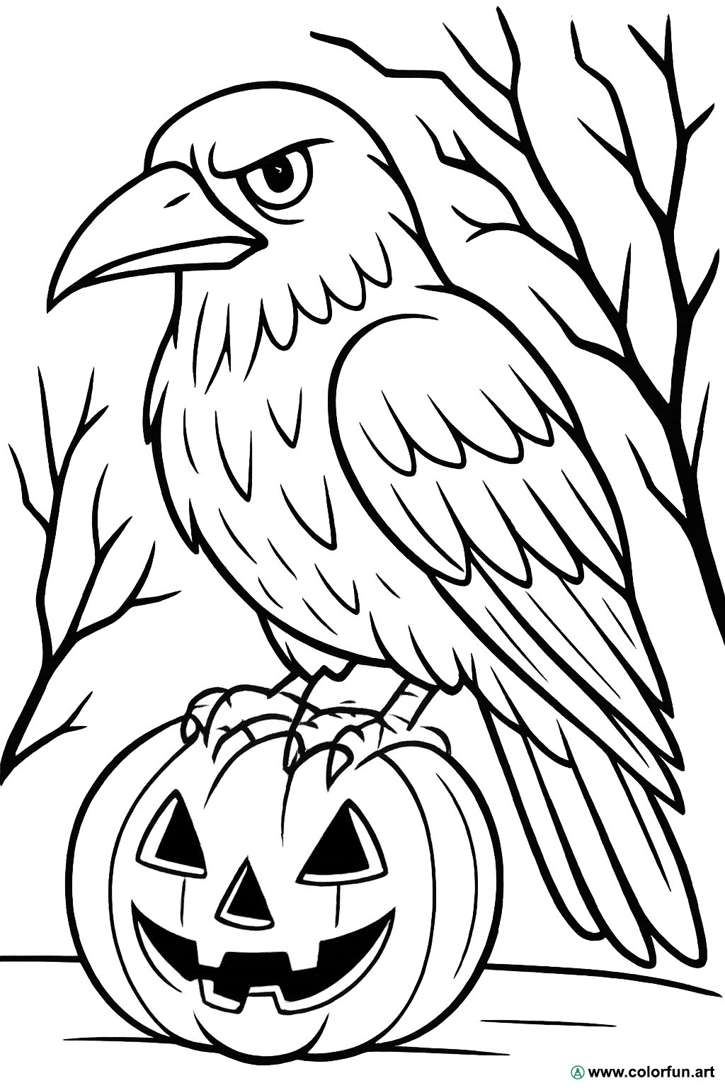 Coloriage d'un corbeau pour Halloween à Télécharger ou à Imprimer ...