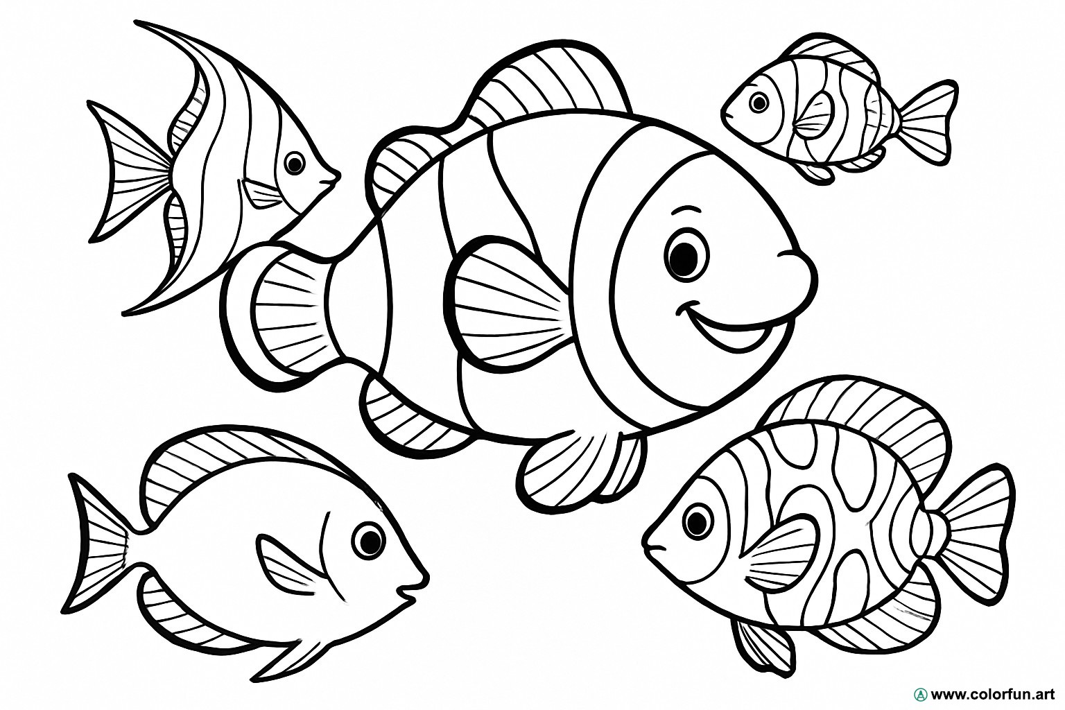 Coloriage de poissons tropicaux à Télécharger ou à Imprimer gratuitement