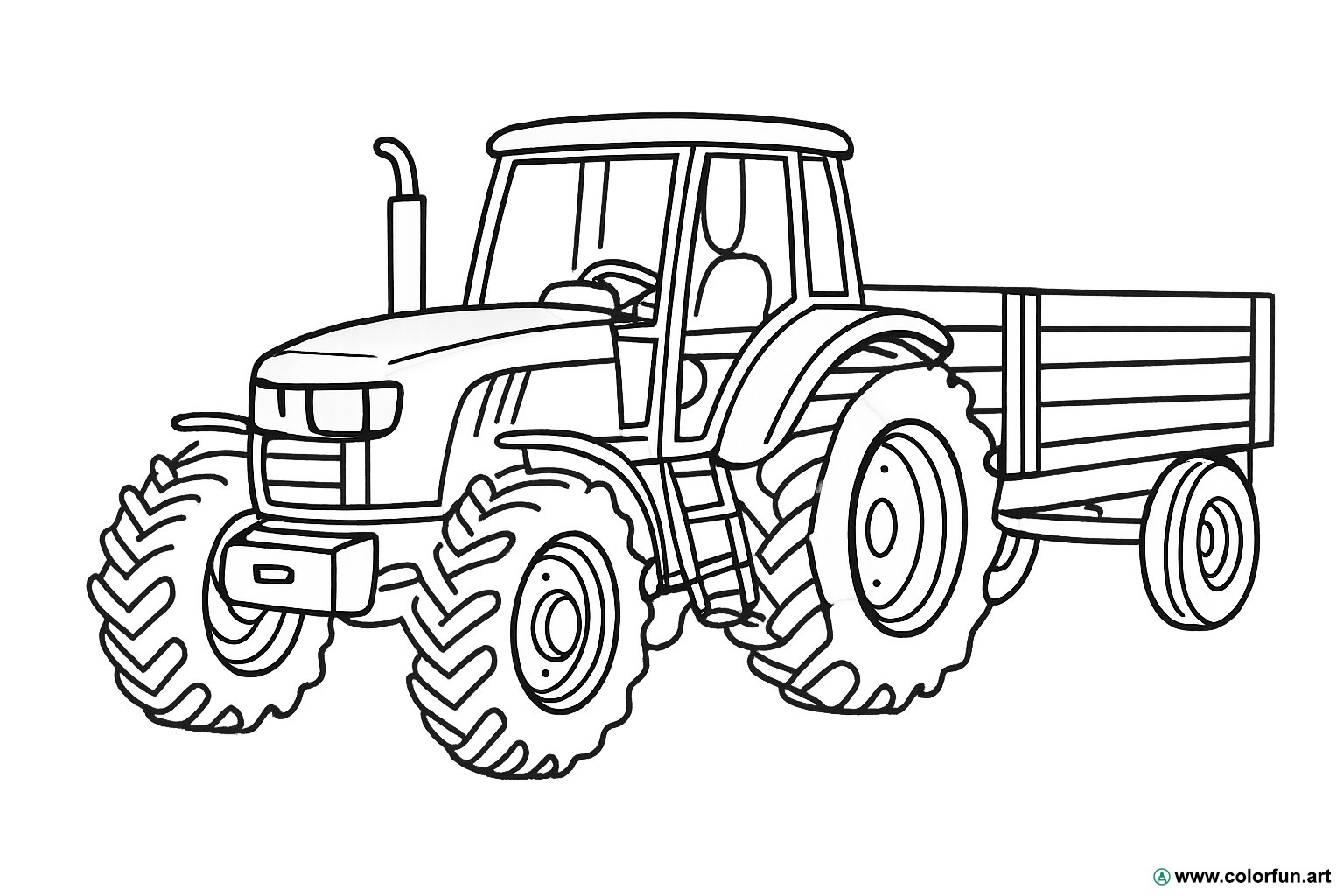 Coloriage d'un tracteur avec remorque agricole à Télécharger ou à ...