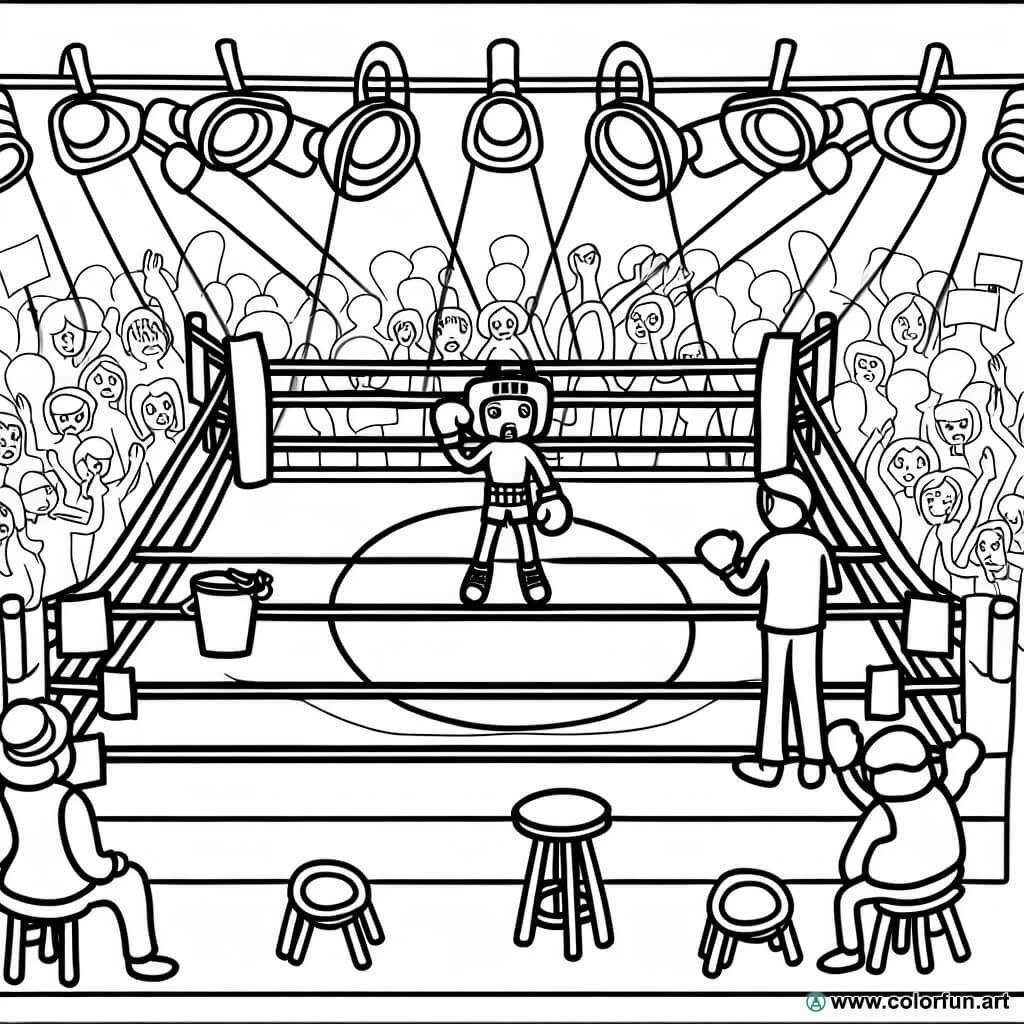 Coloriage du ring de boxe à Télécharger ou à Imprimer gratuitement