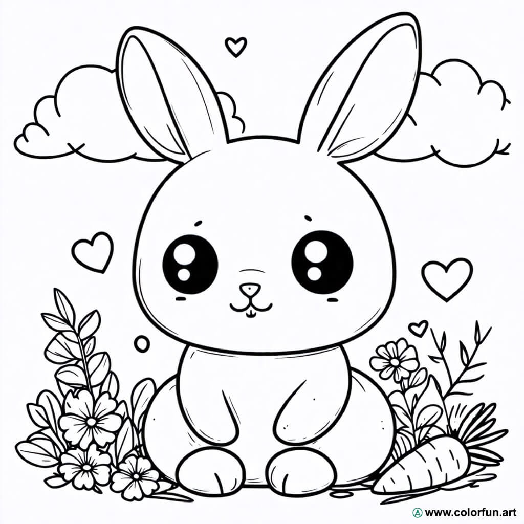 Coloriage du lapin kawai à Télécharger ou à Imprimer gratuitement
