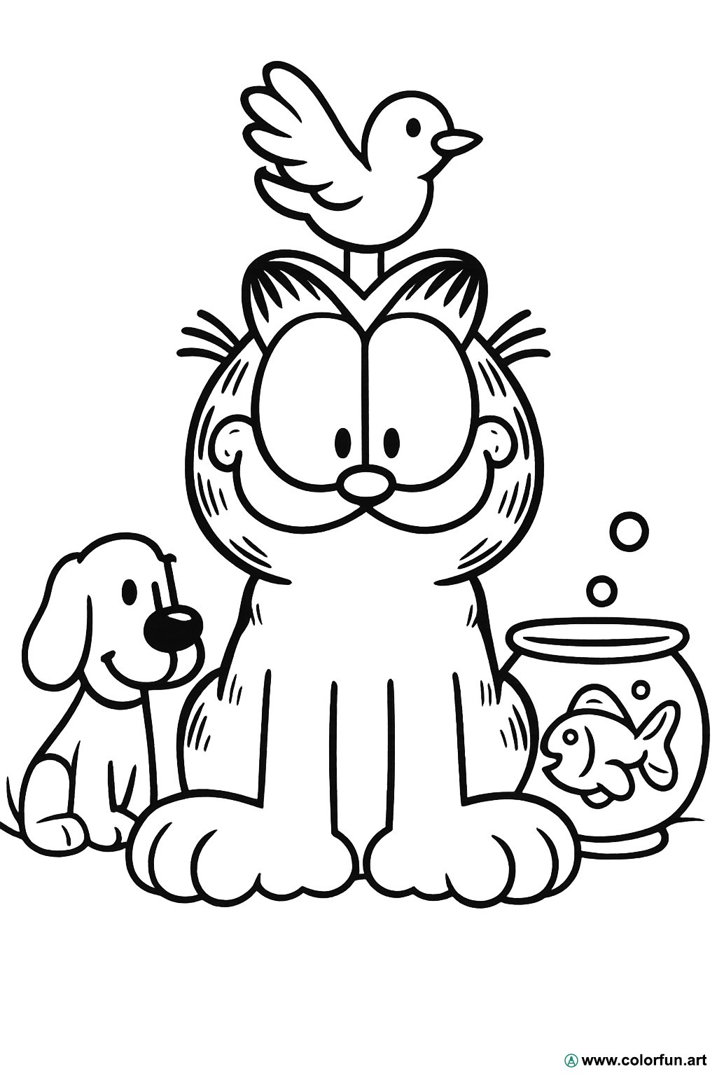 Coloriage de Garfield et des animaux à Télécharger ou à Imprimer ...